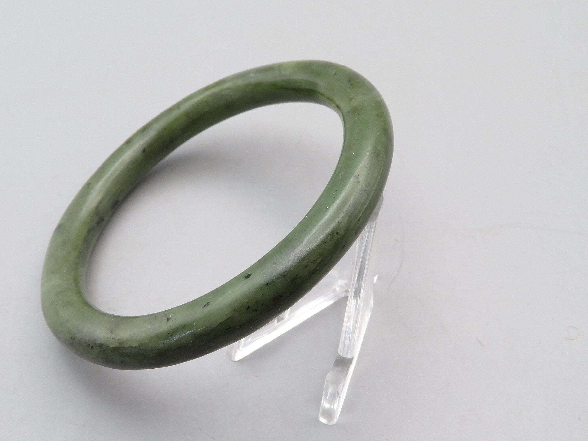 Antique Chinese Jade Hand-carved Bangle Bracelet Exquisite Dark Green ...