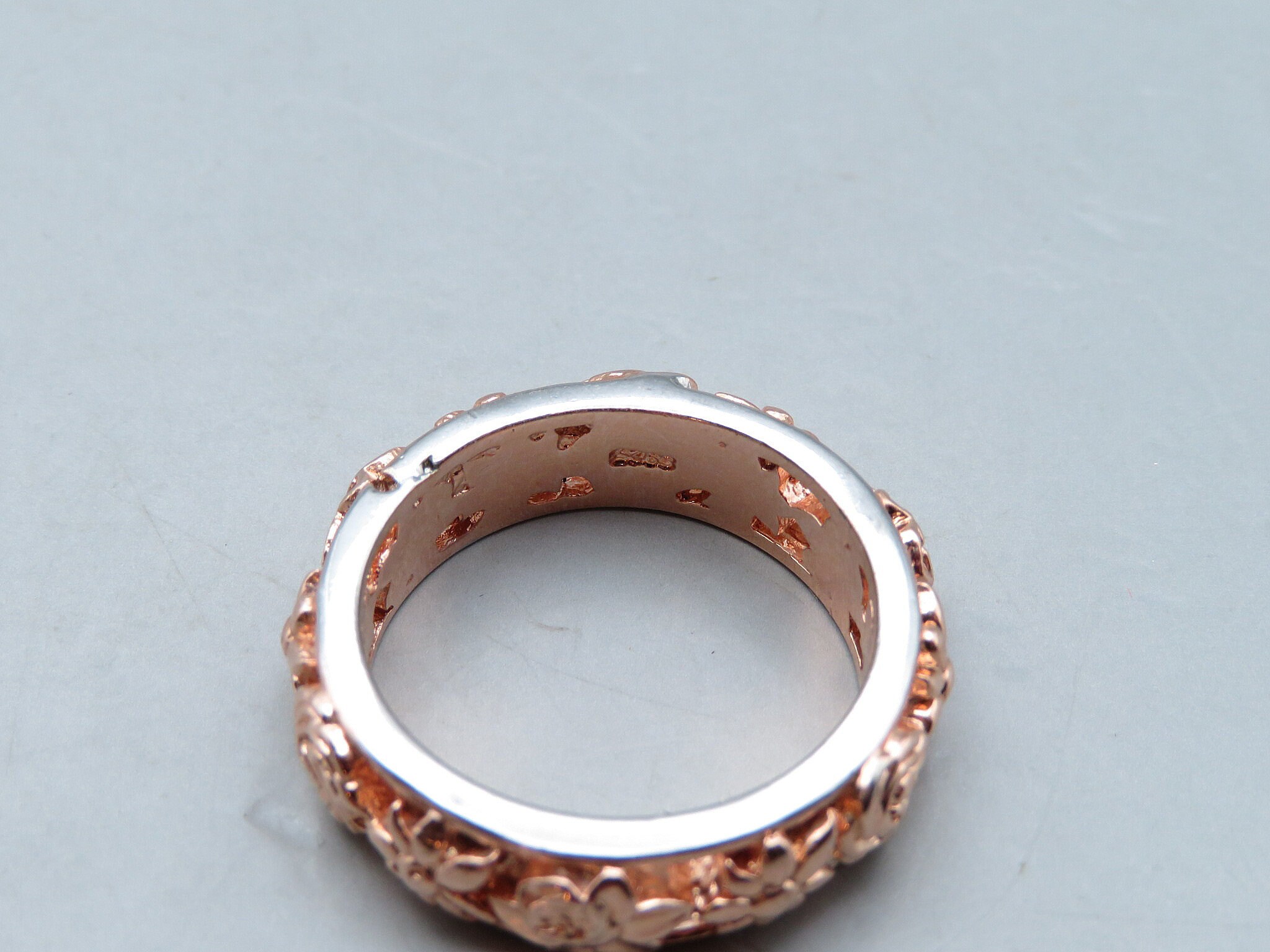 Vintage Sterling Silver Floral Rose Gold Colored Ring, Sterling Silver ...