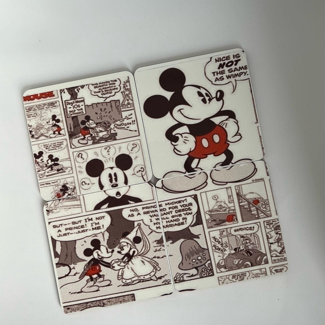 Set of 4 Mickey Mouse Coasters: Create Your Own Comic on the Table - Etsy