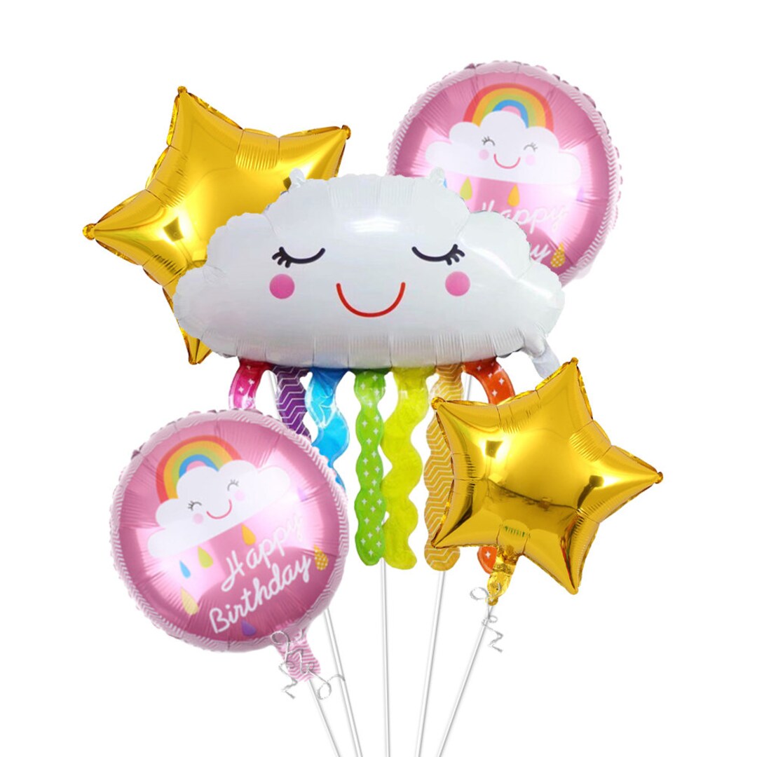 Happy Rainbow Cloud Balloon 5 Pack Birthday, Rainbow Cloud - Etsy
