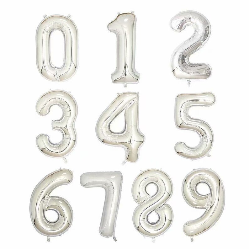 40 Inch Silver Jumbo Number Balloons Huge Giant Foil Mylar Number ...