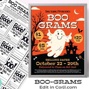 Boo Grams, Editable Halloween Candy Grams, Printable Boo Grams for ASB ...