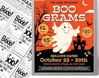 Boo Grams, Editable Halloween Candy Grams, Printable Boo Grams for ASB ...