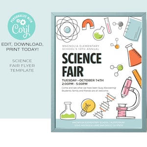 Science Fair | Science Club Flyer Template EDITABLE| Science Flyer | 8. ...