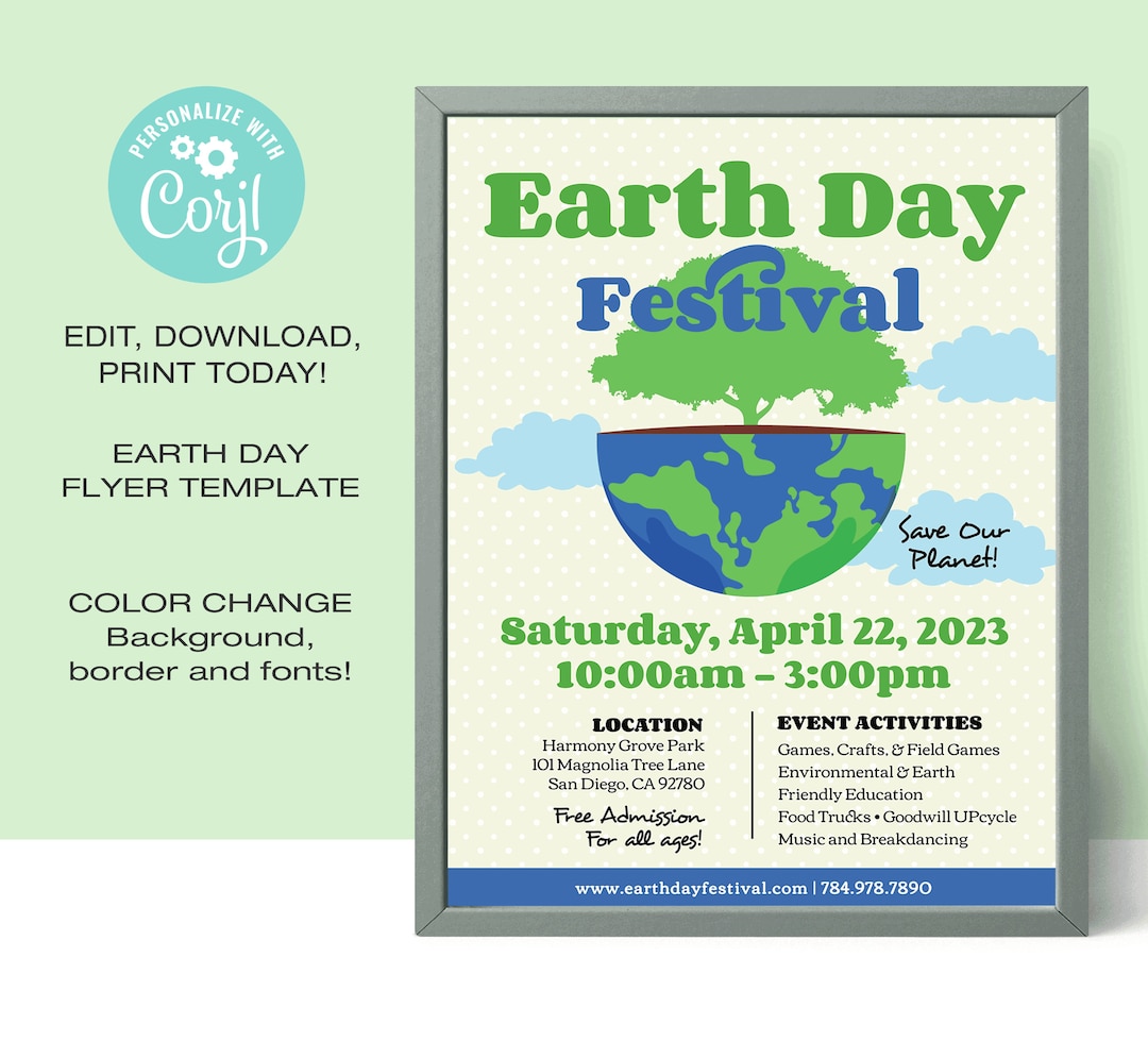 Earth Day Festival Flyer Template EDITABLE| Earth Day Flyer | 8.5 X 11 ...