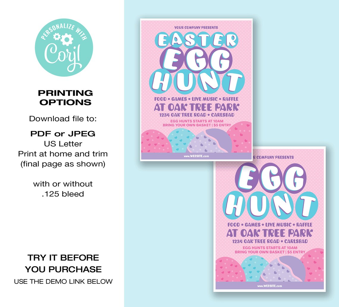 Easter Egg Hunt Flyer Template EDITABLE| Egg Hunt Flyer | Easter Flyer ...