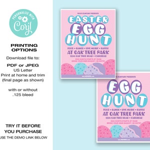 Easter Egg Hunt Flyer Template EDITABLE| Egg Hunt Flyer | Easter Flyer ...