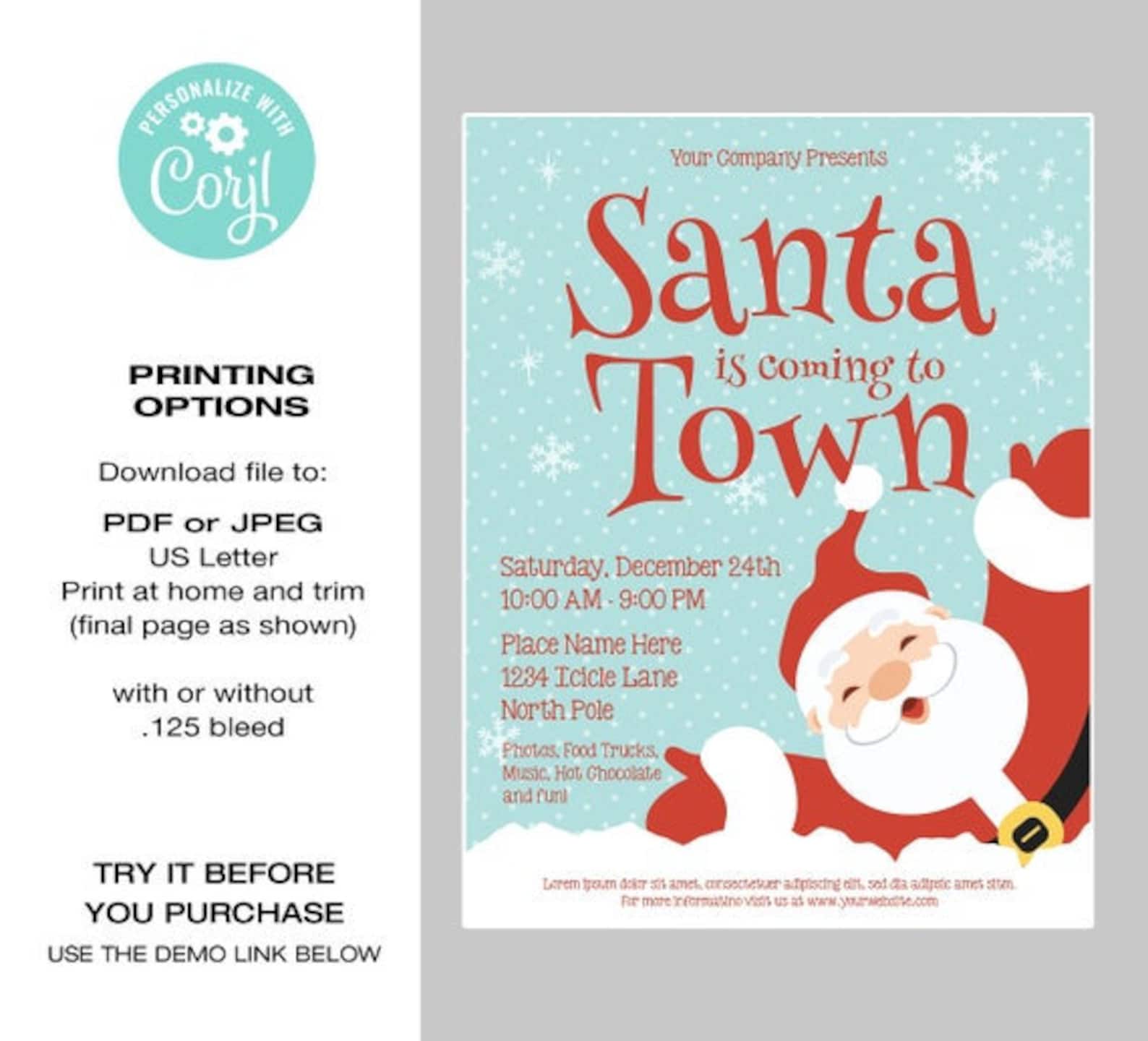 Santa Clause Flyer Template • Christmas Flyer Template | EDITABLE ...