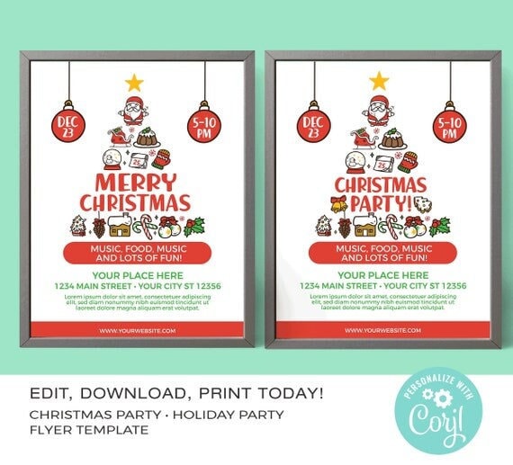 Christmas Party Flyer Template | EDITABLE | Holiday Party Event Flyer ...