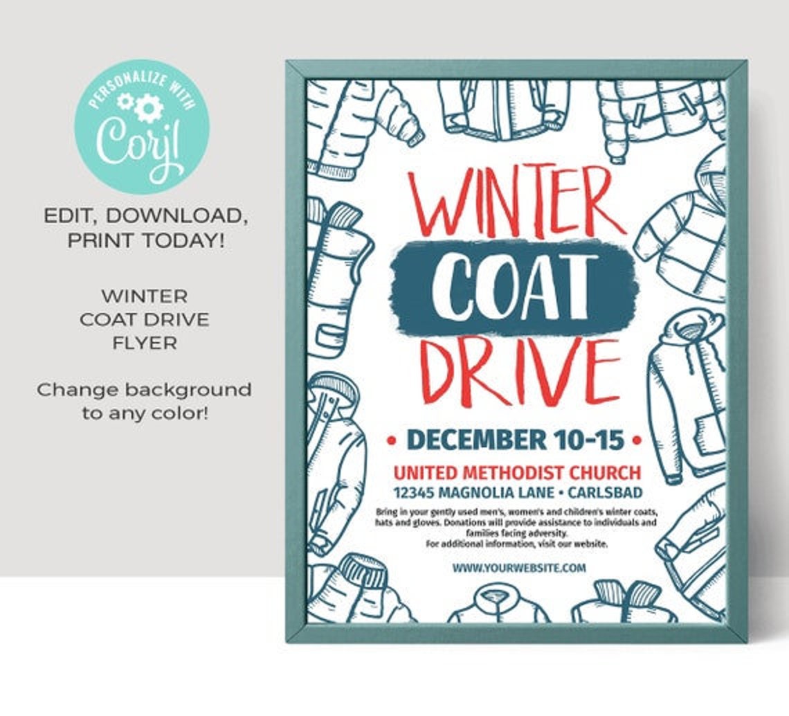 Coat Drive Template | EDITABLE | Winter Coat Drive Flyer | Event Flyer ...