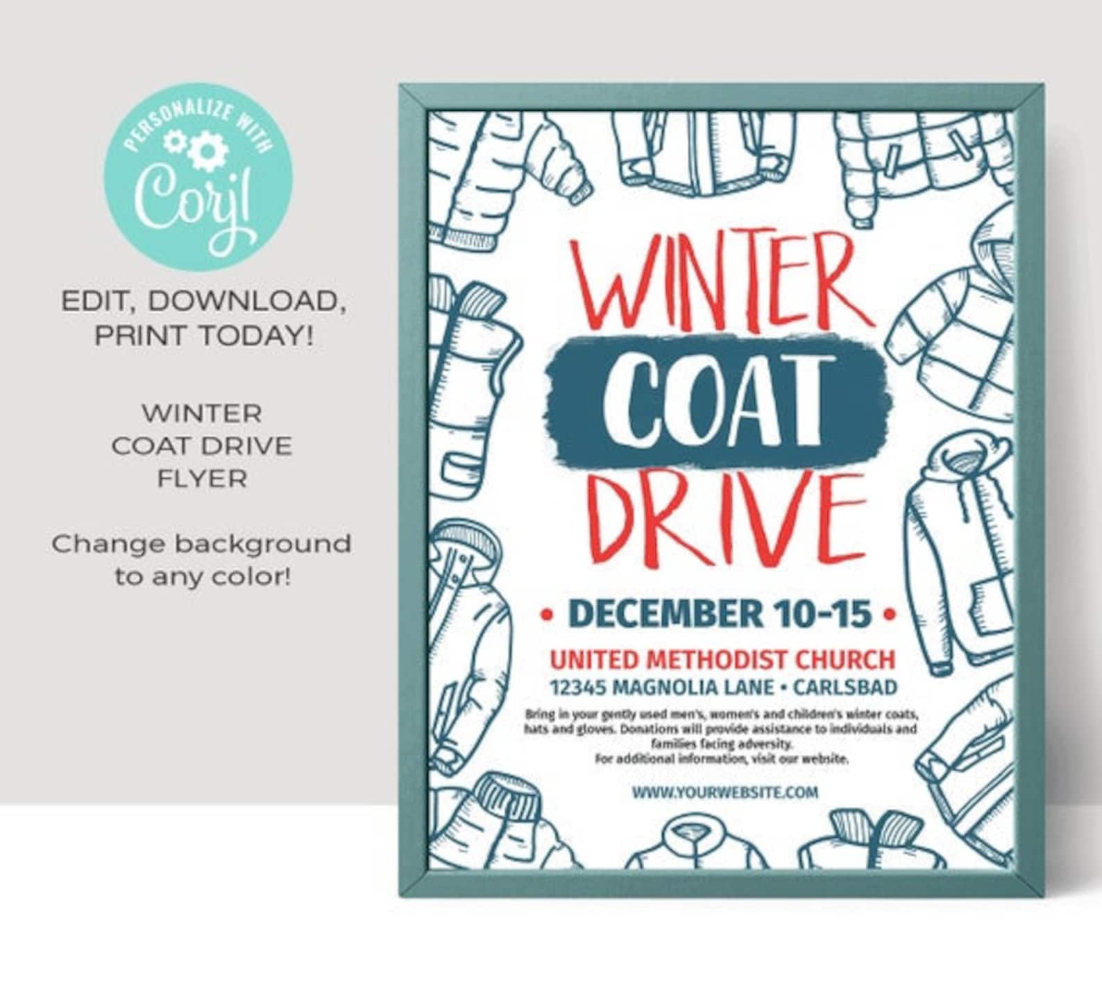 Coat Drive Template | EDITABLE | Winter Coat Drive Flyer | Event Flyer ...