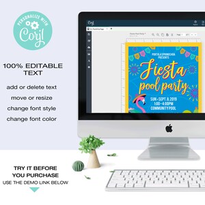 Fiesta Pool Party Flyer Template • Pool Party • Swim Party Template ...