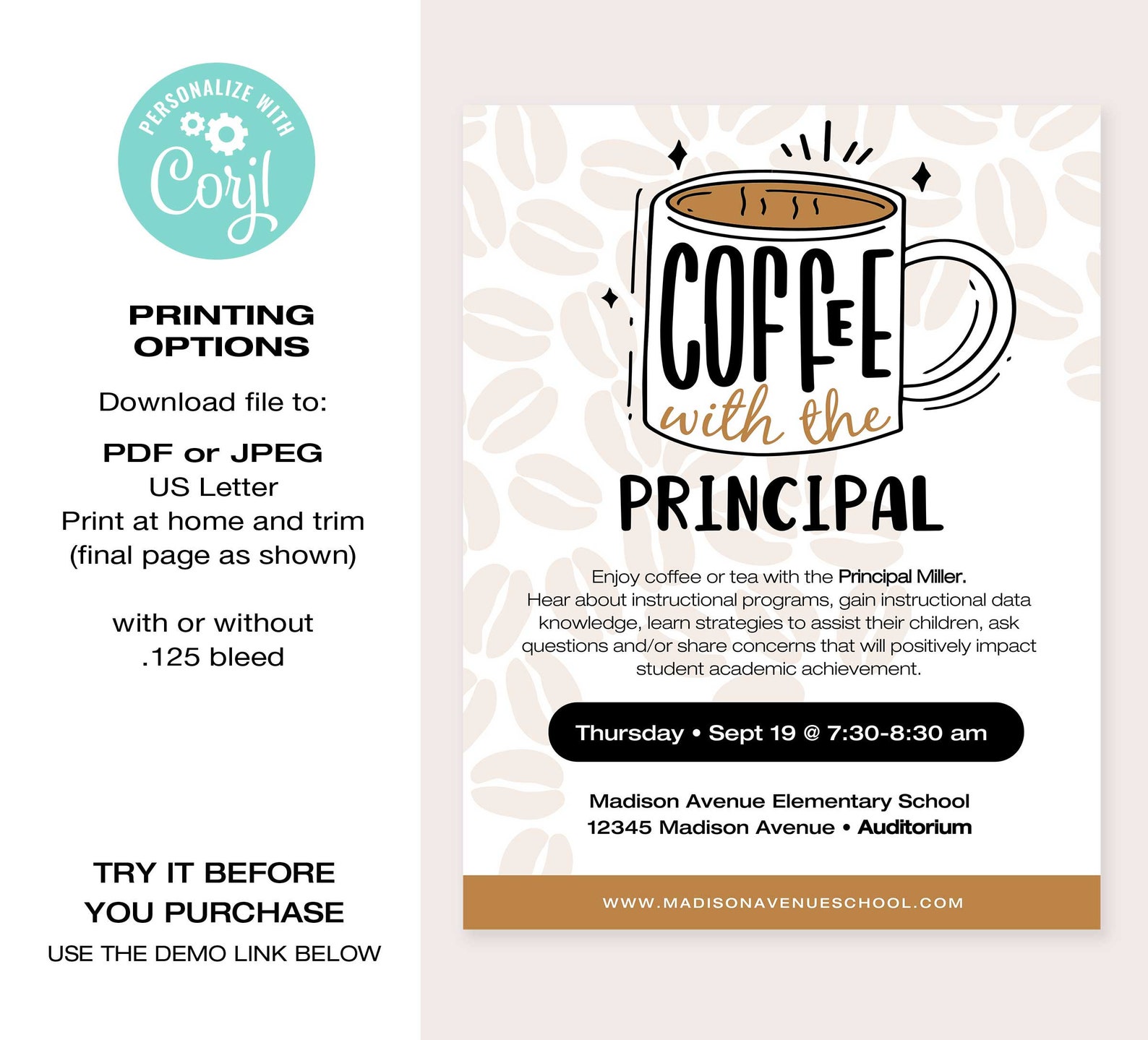 Coffee With the Principal Flyer Template • Coffee Flyer • Coffee ...