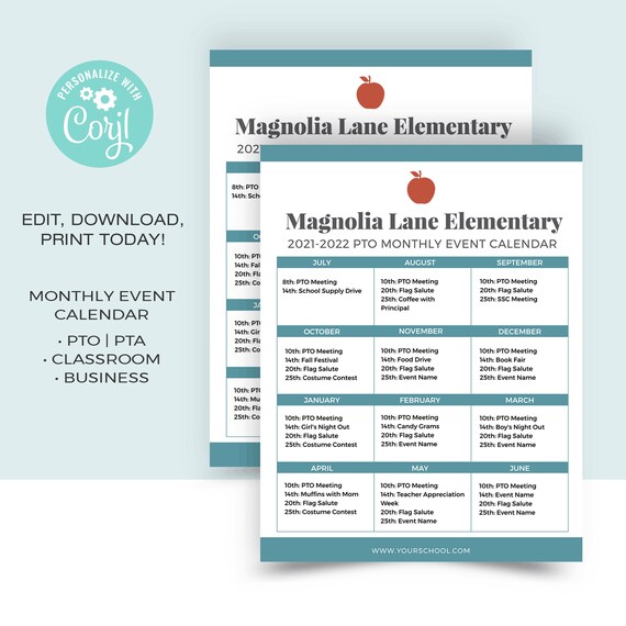 Monthly Event Calendar Flyer Template Editable Monthly Event - Etsy