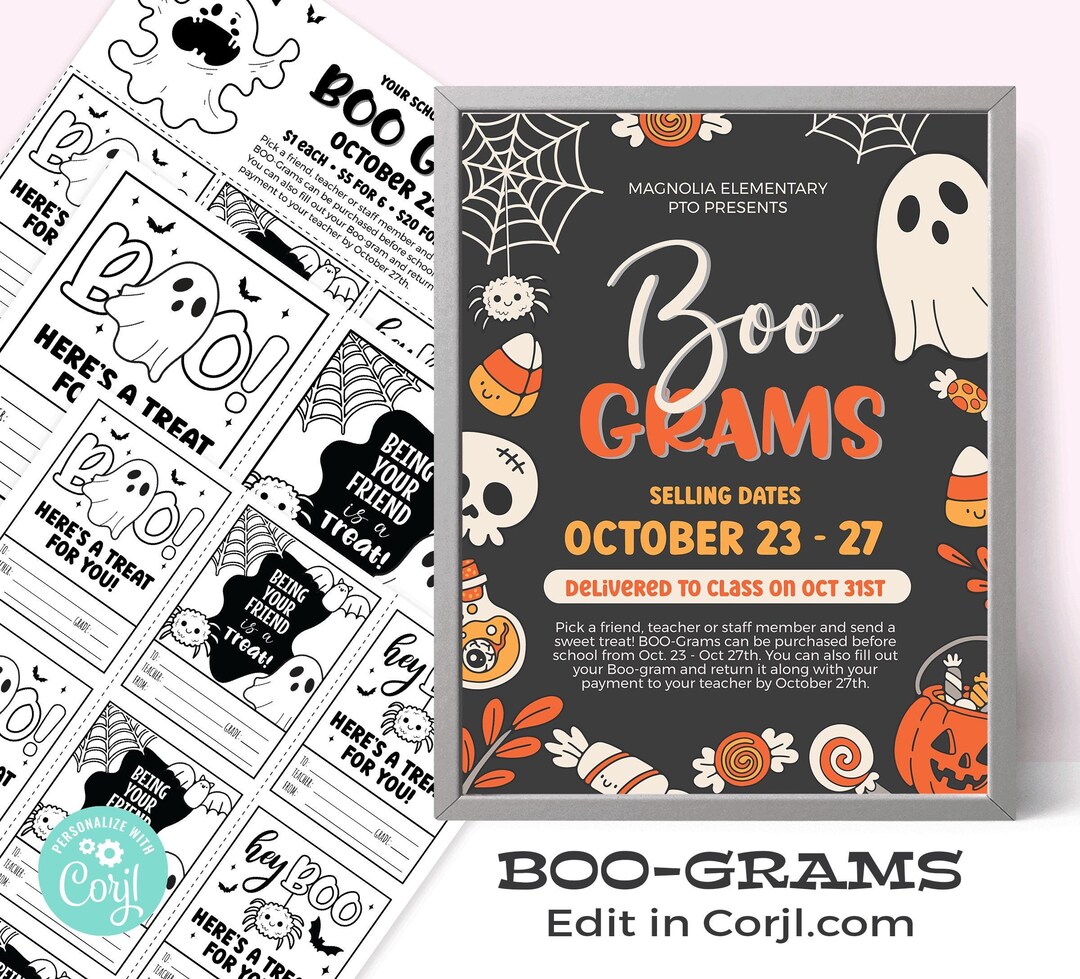 Boo Grams, Editable Halloween Candy Grams, Printable Boo Grams for ASB ...