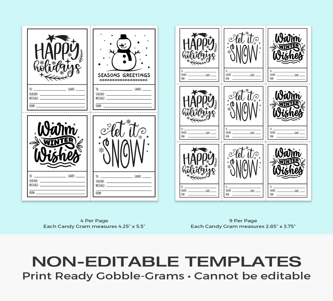 Editable Winter Candy Grams, Christmas Candy Grams, Snowman, Printable ...