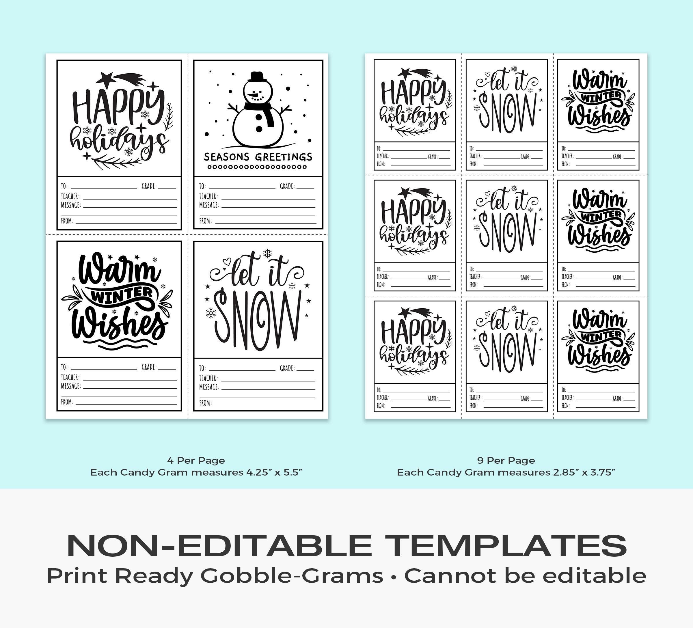 Editable Winter Candy Grams, Christmas Candy Grams, Snowman, Printable ...