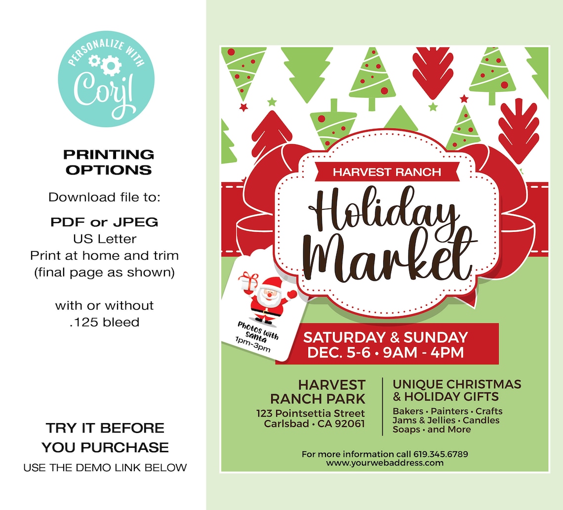 Holiday Market Flyer Template • Holiday Event, Holiday Craft Fair Flyer ...