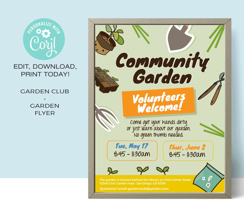 EDITABLE Garden Flyer | Community Garden Flyer Template • Garden Party ...