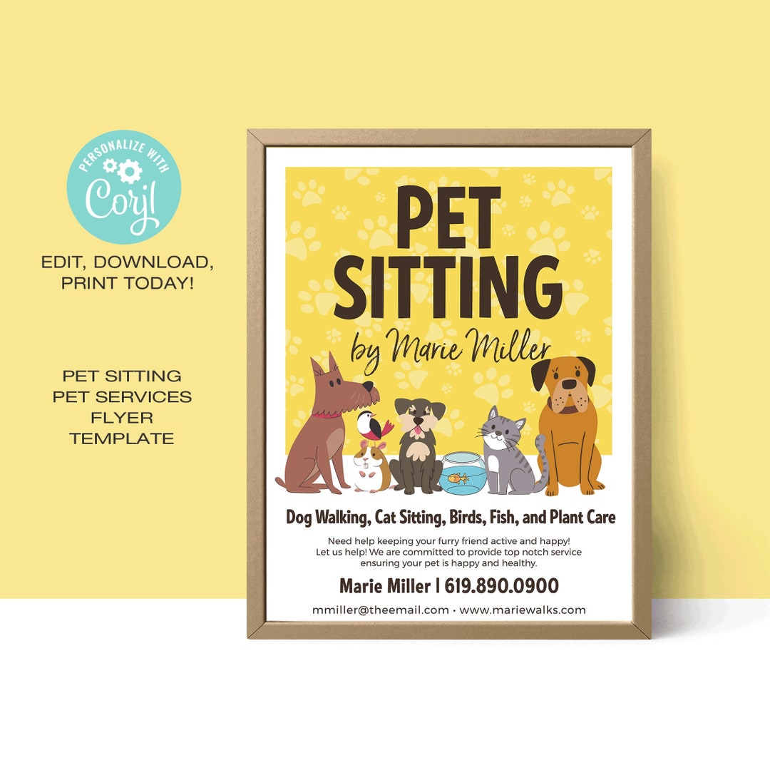 Pet Sitting Flyer Template • Pet Services • Dog Walking Flyer Template ...