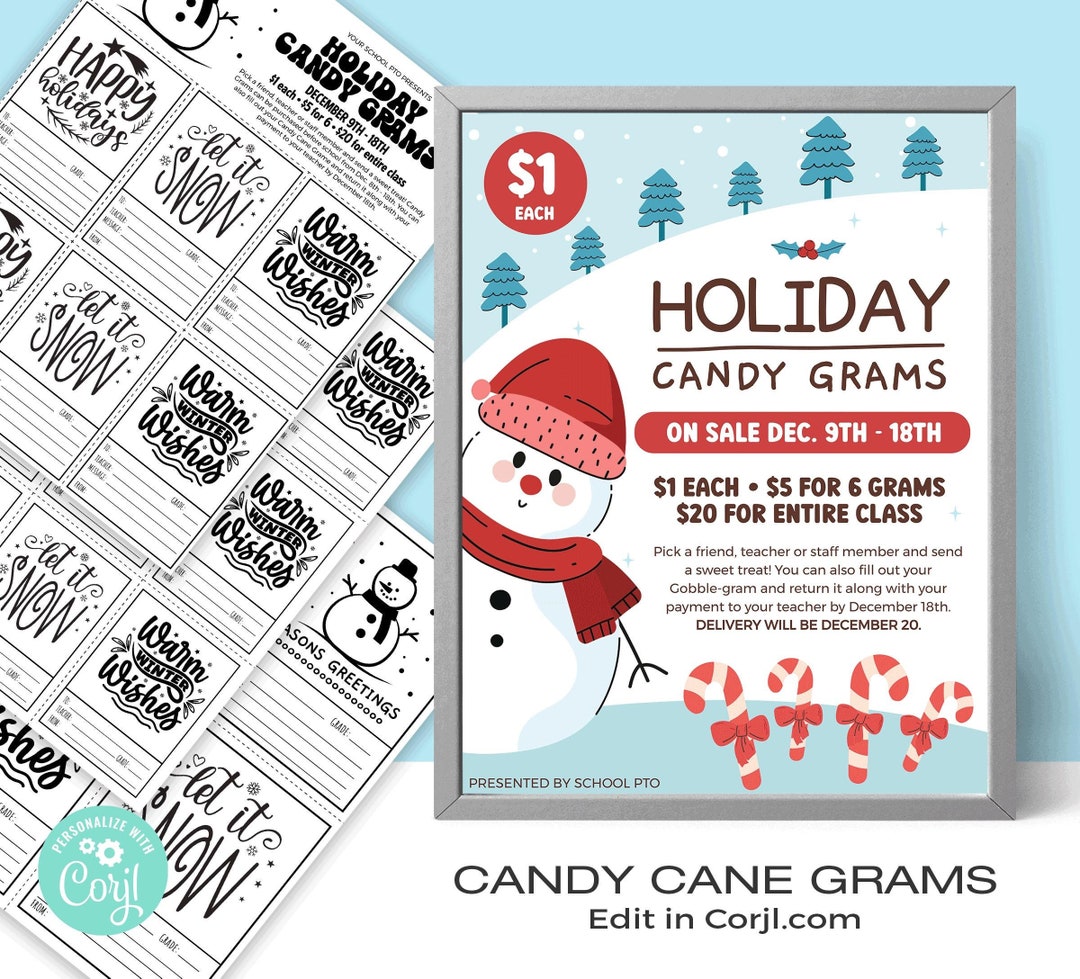 Editable Winter Candy Grams, Christmas Candy Grams, Snowman, Printable ...