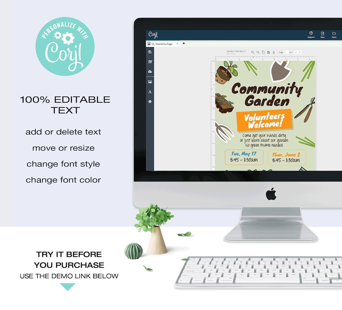 EDITABLE Garden Flyer | Community Garden Flyer Template • Garden Party ...