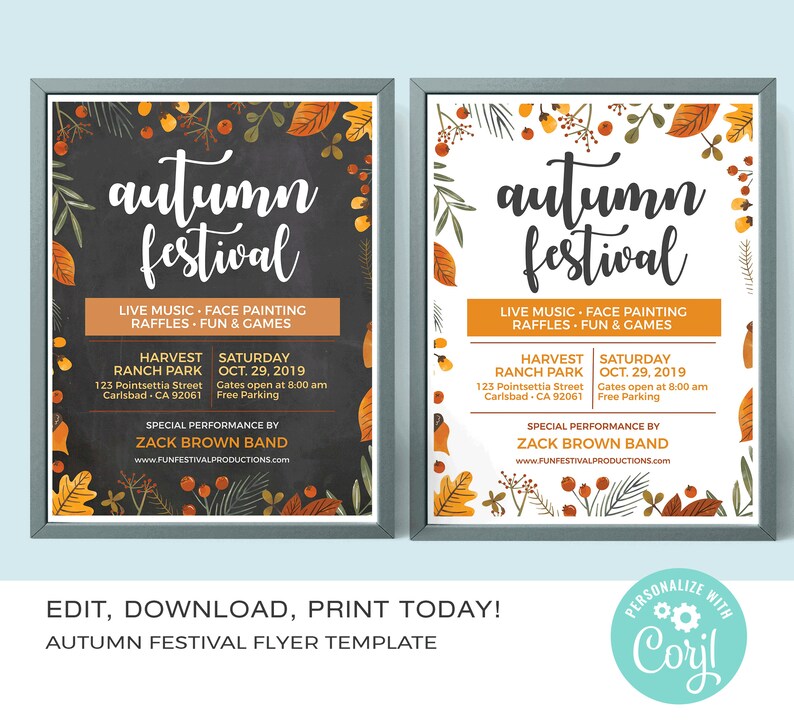 Fall Festival • Autumn Festival Flyer Template | Editable Template ...