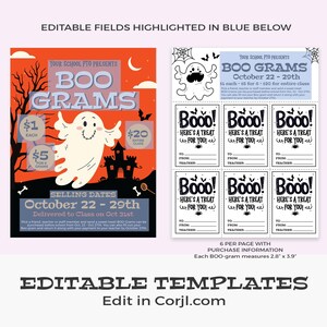 Boo Grams, Editable Halloween Candy Grams, Printable Boo Grams for ASB ...