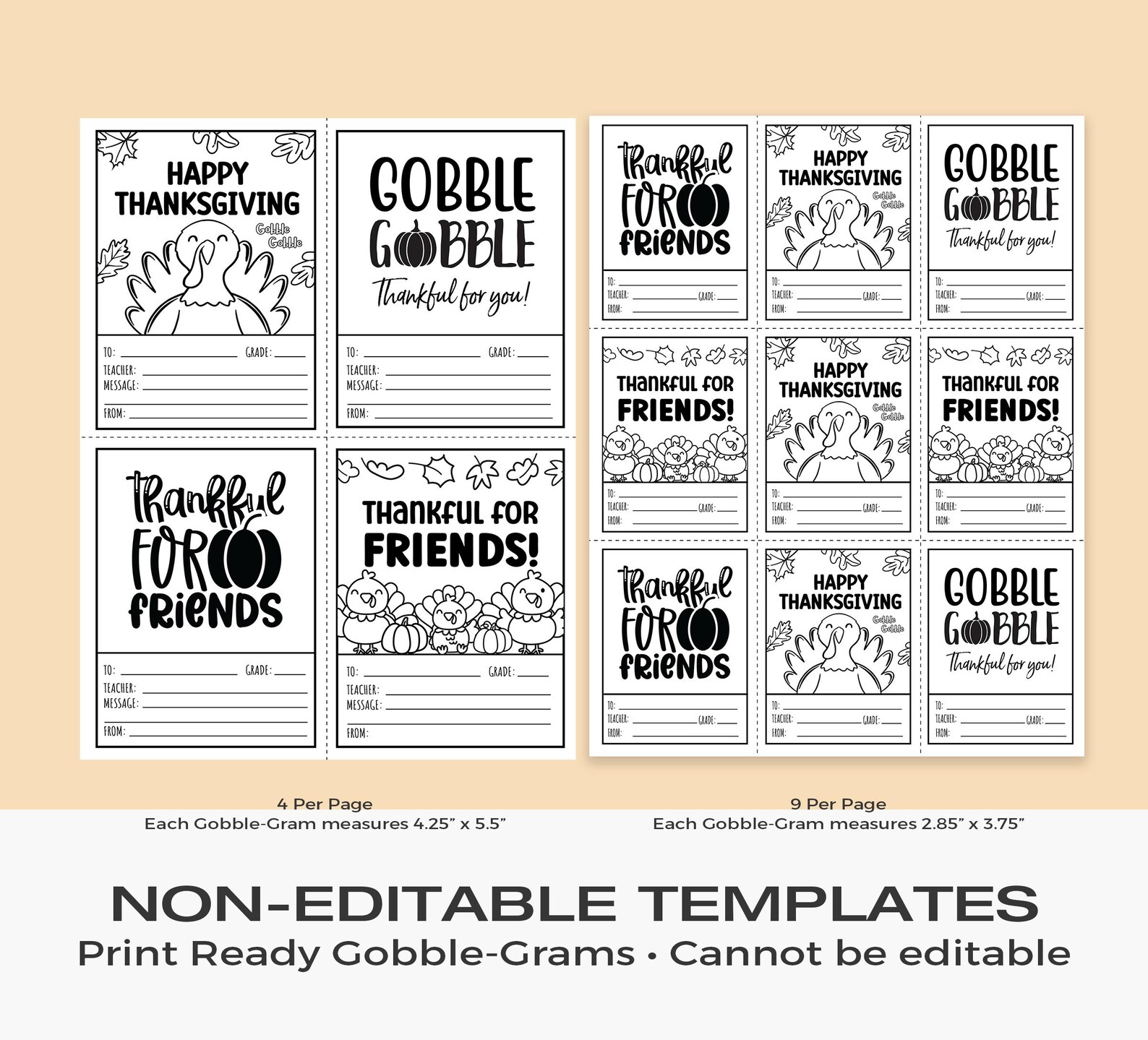 Gobble Grams, Editable Thanksgiving Candy Grams, Printable Gobble Grams ...