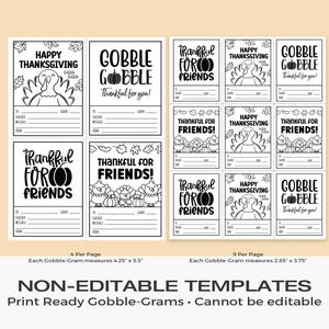 Gobble Grams, Editable Thanksgiving Candy Grams, Printable Gobble Grams ...