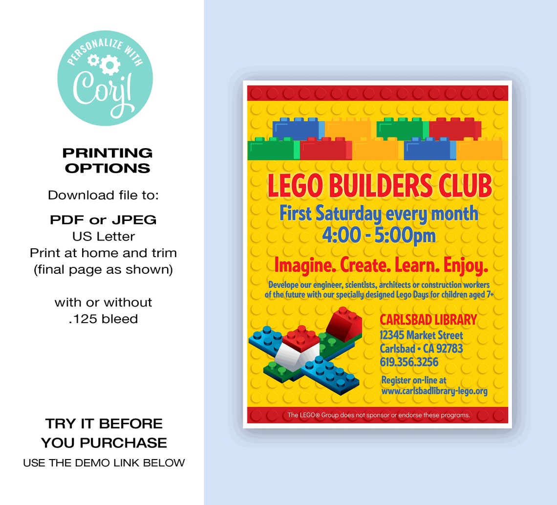 Building Brick Flyer • Brick Club Flyer Template | Editable Template ...