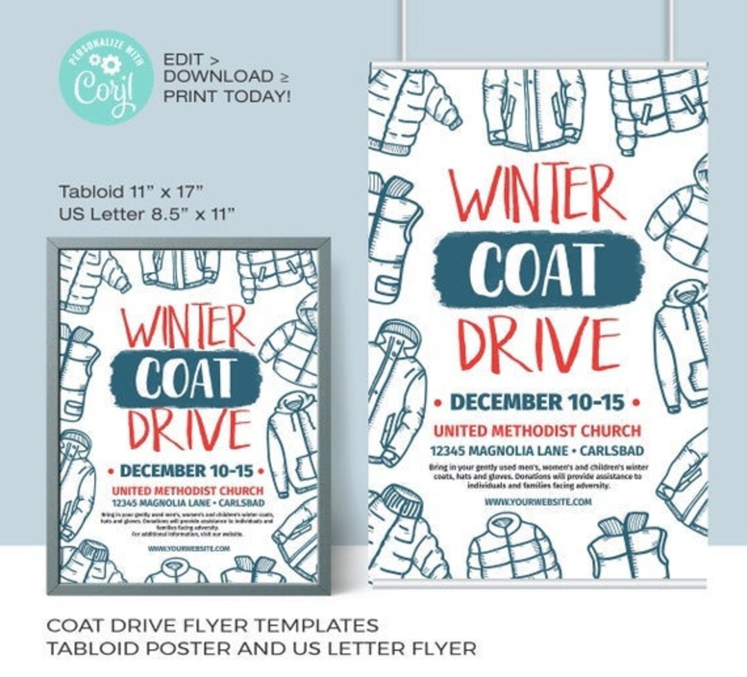 Coat Drive Template | EDITABLE | Winter Coat Drive Flyer | 2 Sizes ...