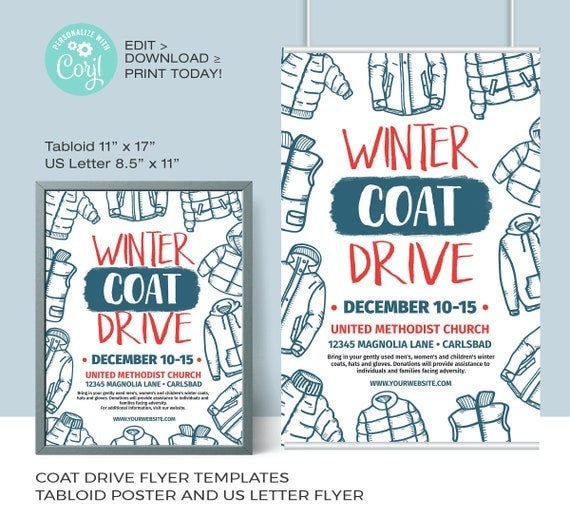Coat Drive Template EDITABLE Winter Coat Drive Flyer 2 | Etsy
