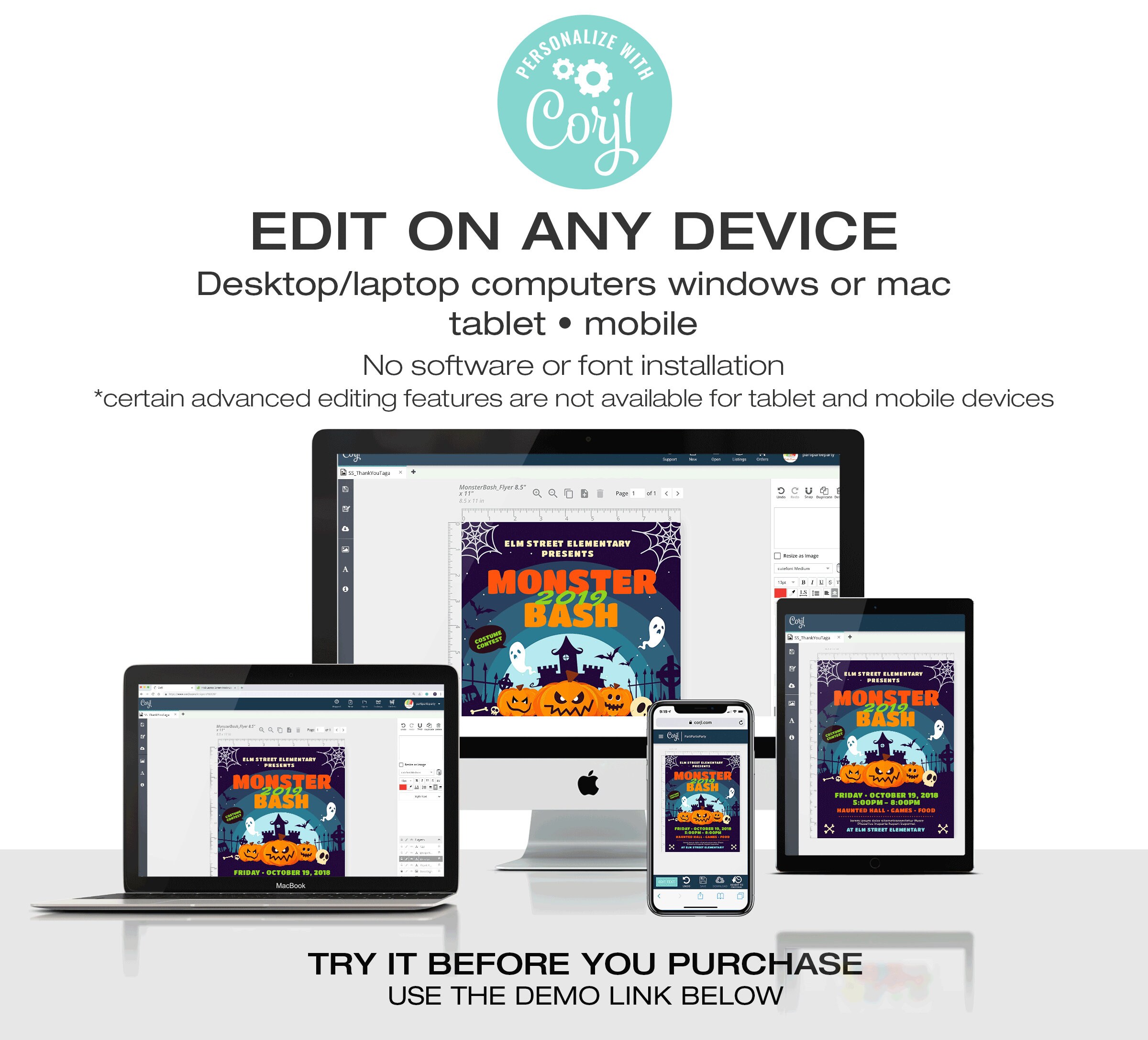 Monster Bash • halloween Party Flyer Template • Editable Monster Bash ...