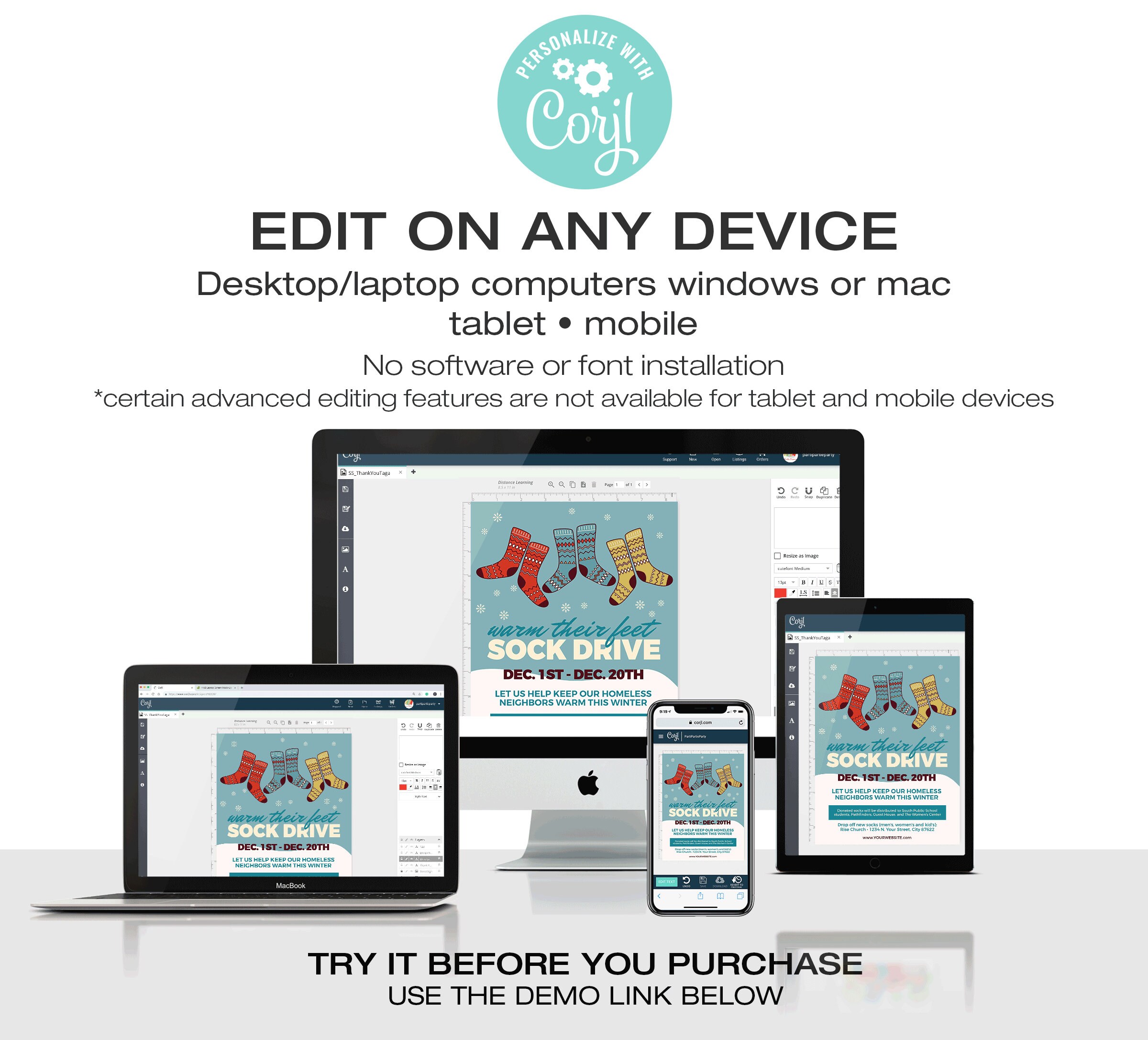 Winter Sock Drive Flyer Template • Sock Drive | EDITABLE | Sock Drive ...