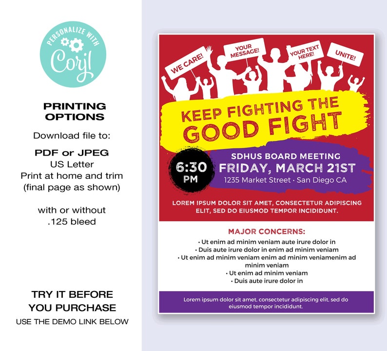 Protest - Community Engagement Flyer Template • Rally Flyer Template ...