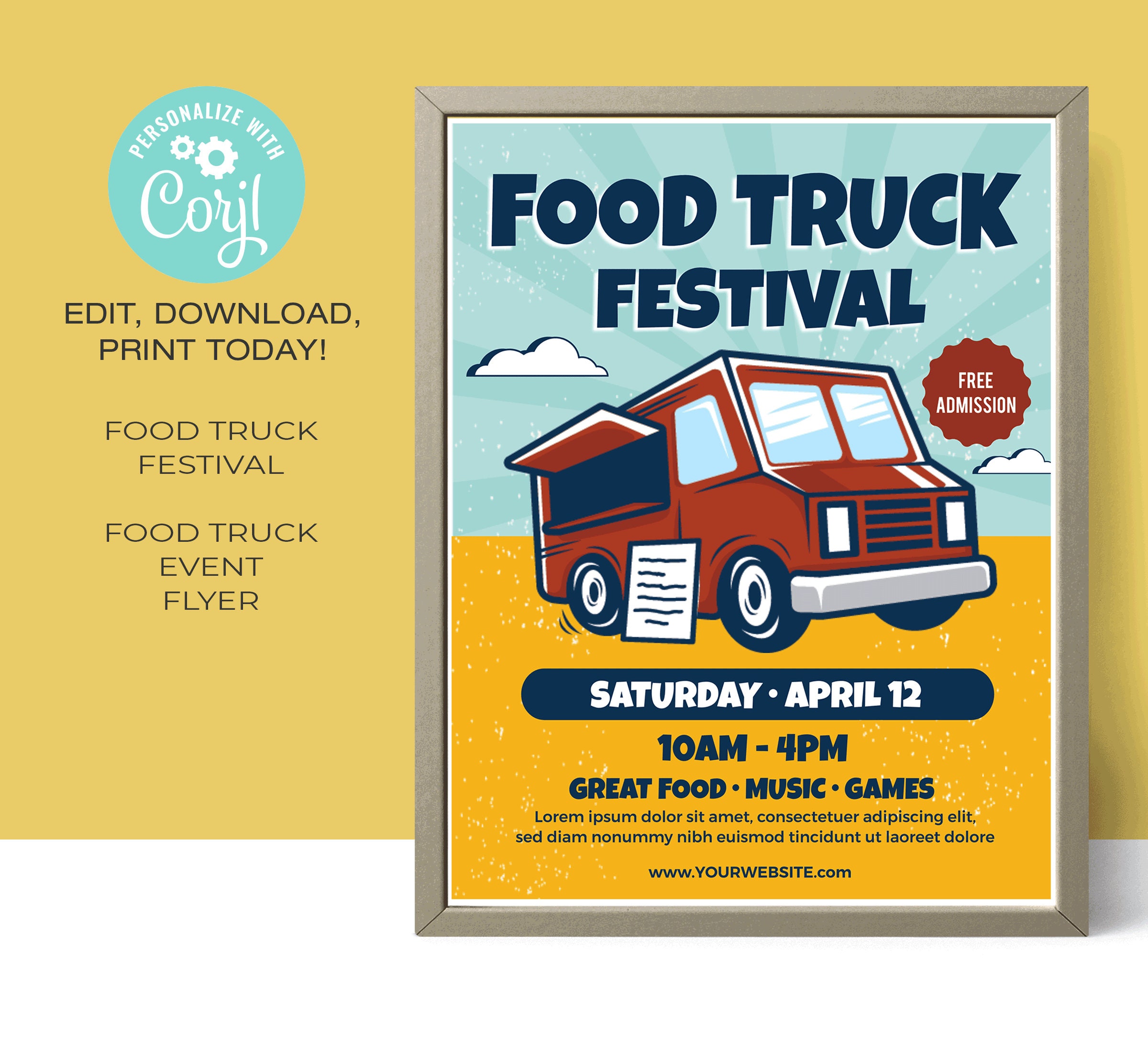 Food Truck Event Flyer Template • Food Truck Festival | EDITABLE ...