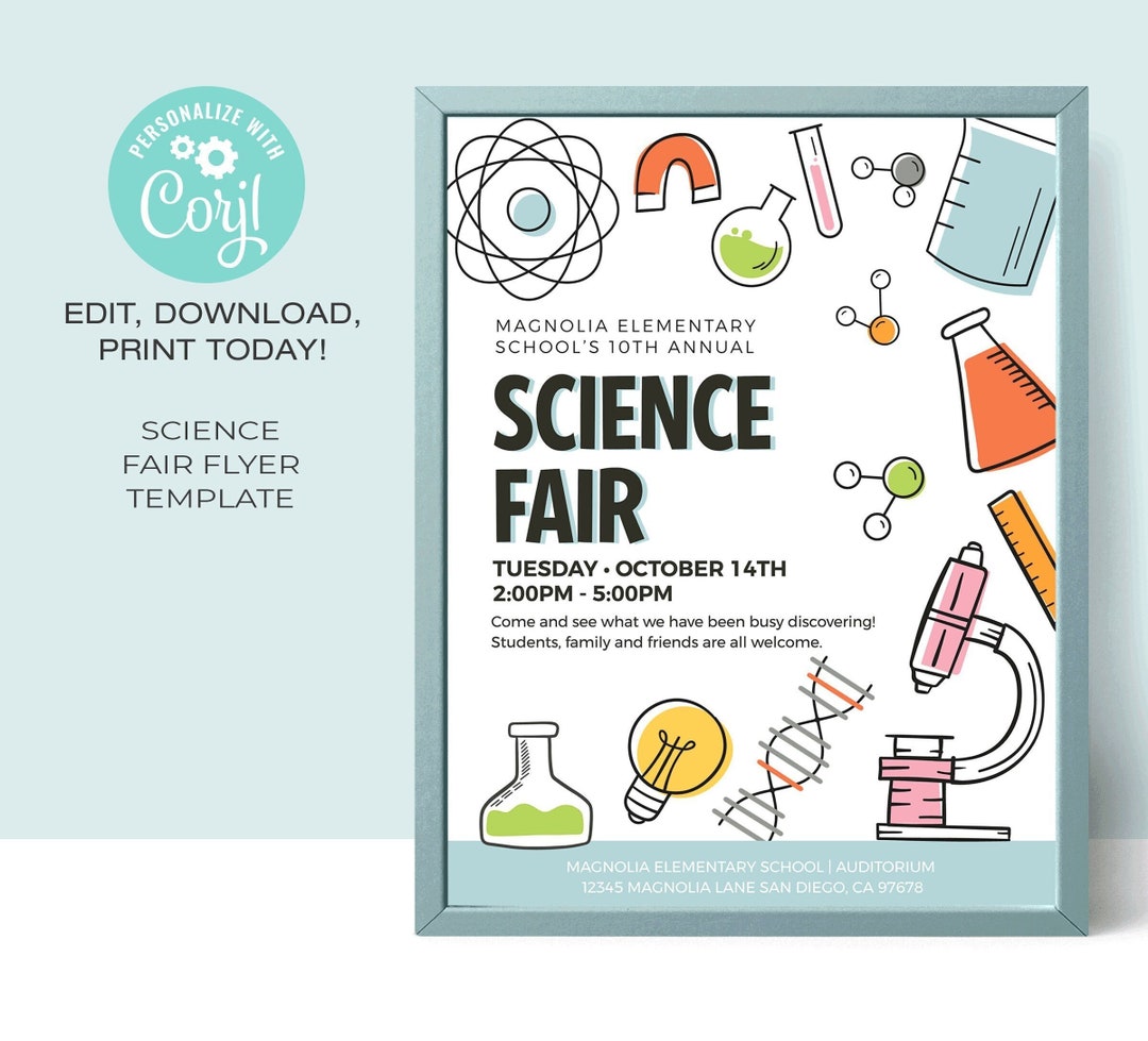 Science Fair | Science Club Flyer Template EDITABLE| Science Flyer | 8. ...