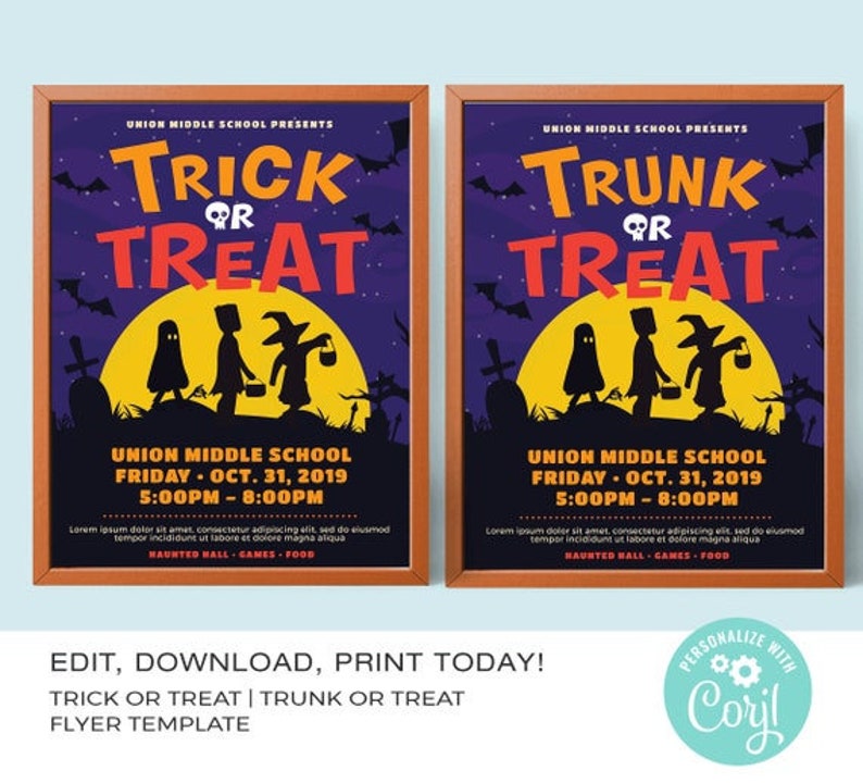 Trick or Treat | Trunk or Treat Flyer Template • EDITABLE • Instant ...