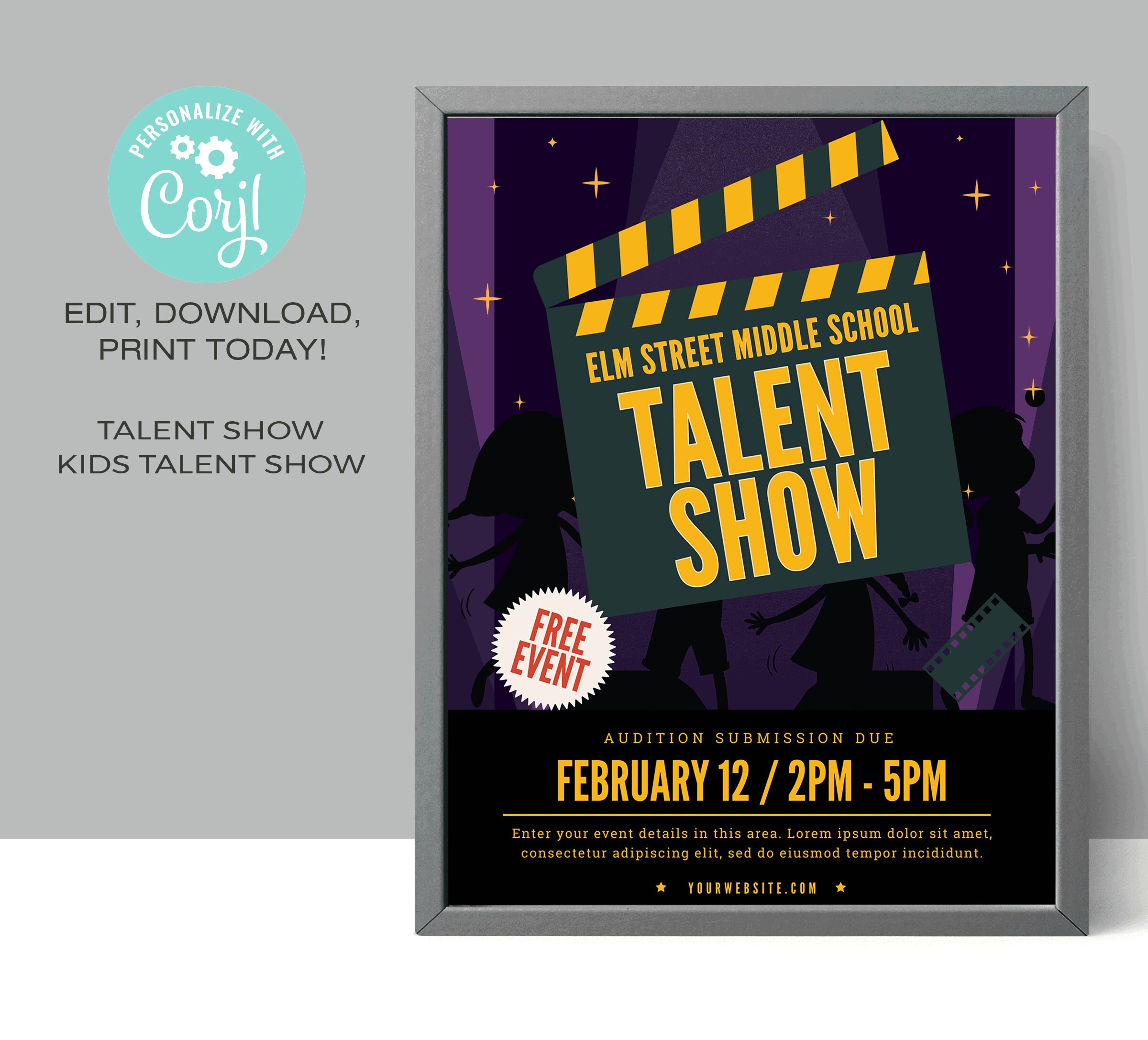 Talent Show Kids Flyer Template • School Talent Show | EDITABLE | Event ...