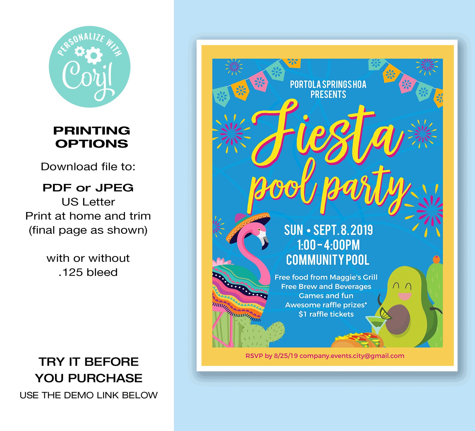 Fiesta Pool Party Flyer Template • Pool Party • Swim Party Template ...