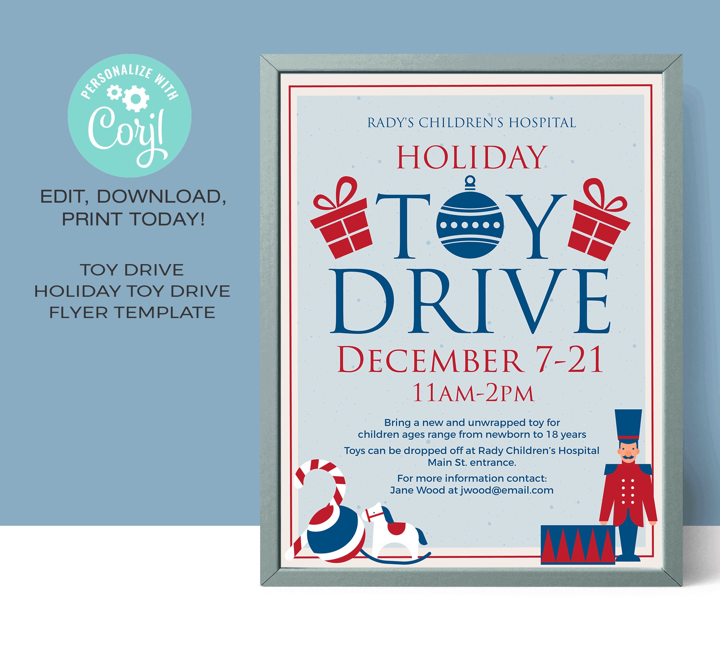 Toy Drive Flyer Template • Holiday Toy Drive Flyer Template | EDITABLE ...