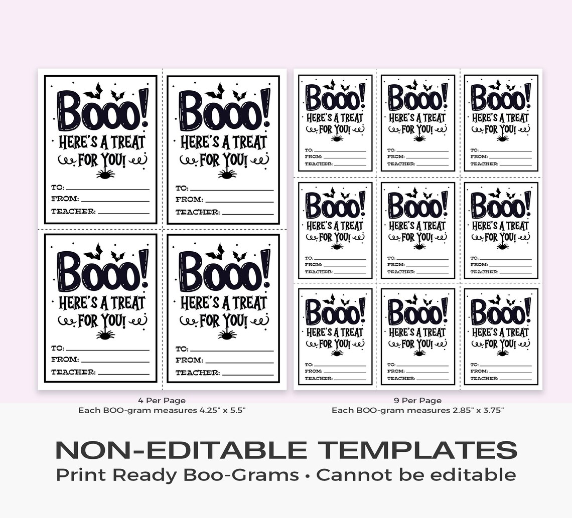 Boo Grams, Editable Halloween Candy Grams, Printable Boo Grams for ASB ...