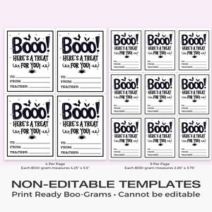 Boo Grams, Editable Halloween Candy Grams, Printable Boo Grams for ASB ...