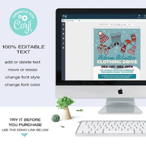 Winter Clothing Drive Flyer Template • Sock Drive | EDITABLE | Sock ...