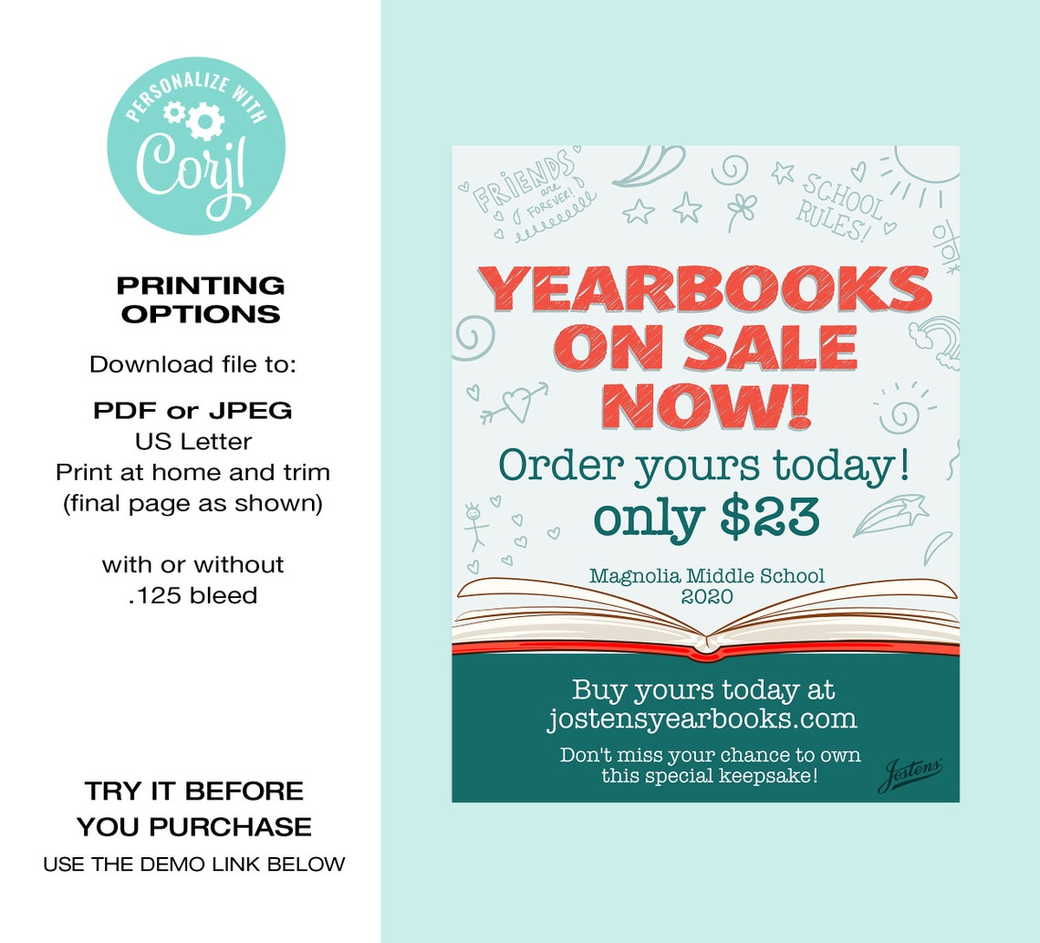 Yearbook Sales Flyer Template • Editable Yearbook Sales Flyer • PTA PTO ...