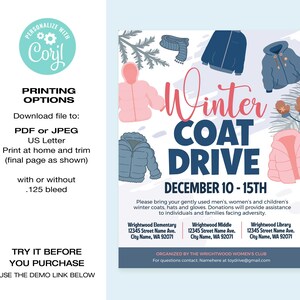 Coat Drive Template | EDITABLE | Winter Coat Drive Flyer | Event Flyer ...