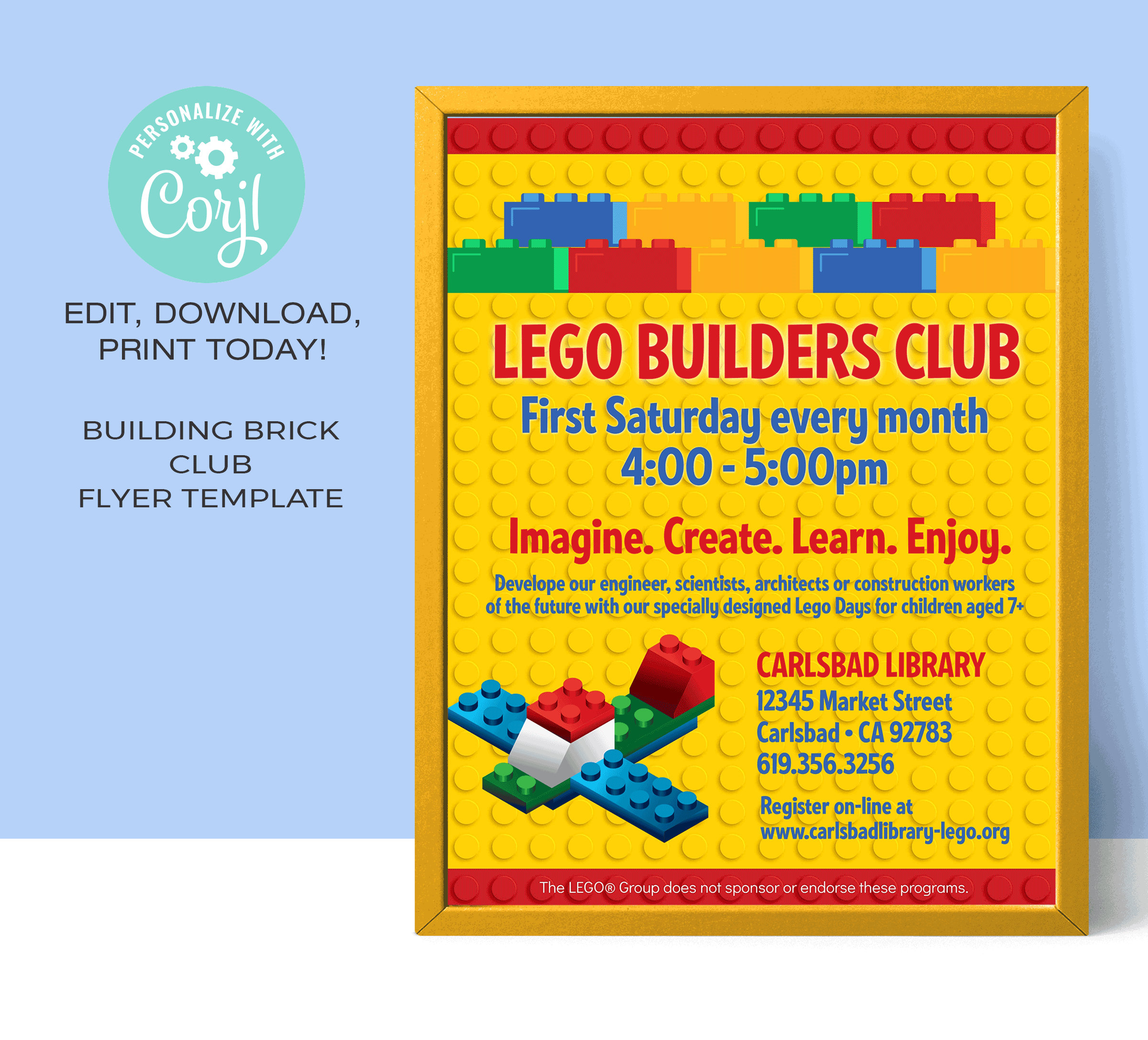 Building Brick Flyer • Brick Club Flyer Template | Editable Template ...