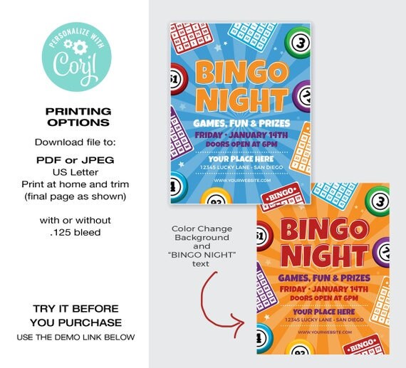 Bingo Night Flyer Template • Bingo Flyer Template | EDITABLE | Event ...
