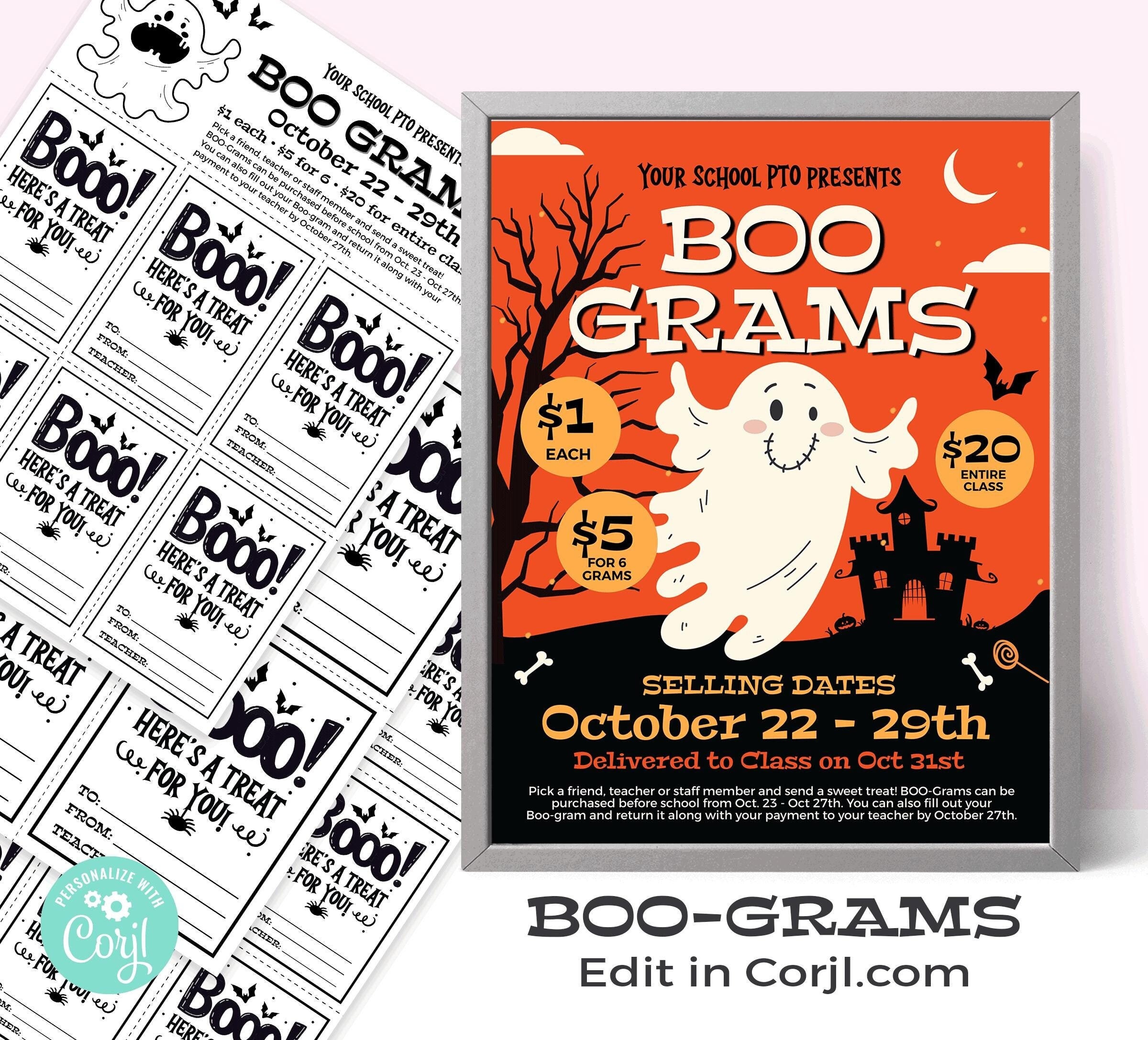Boo Grams, Editable Halloween Candy Grams, Printable Boo Grams for ASB ...